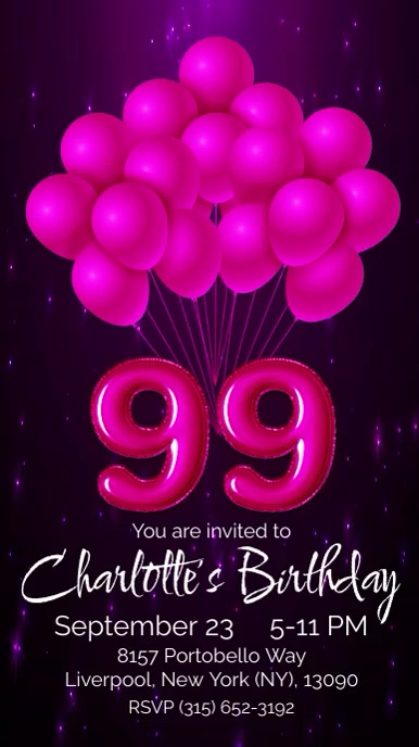 Copy of 99th birthday party vertical video invitation | PosterMyWall