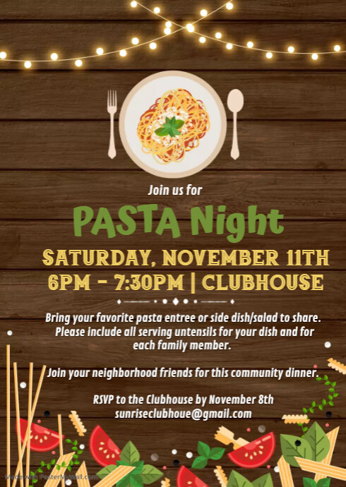 Brown Pasta Dinner Themed Birthday Invitation | PosterMyWall