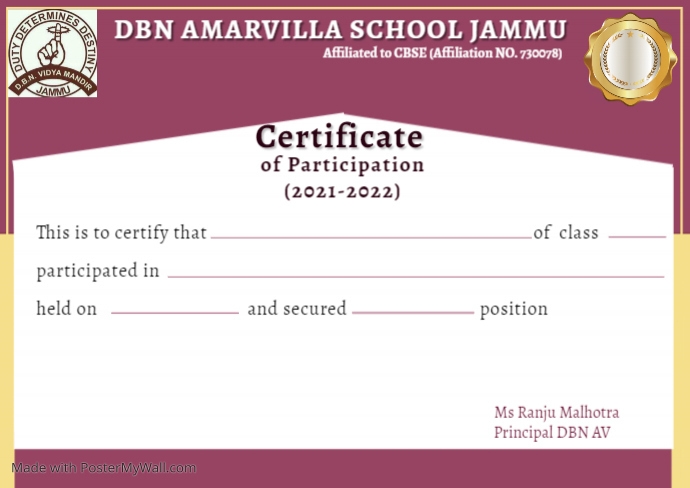 Copy of Copy of certificate of partipation r1 | PosterMyWall