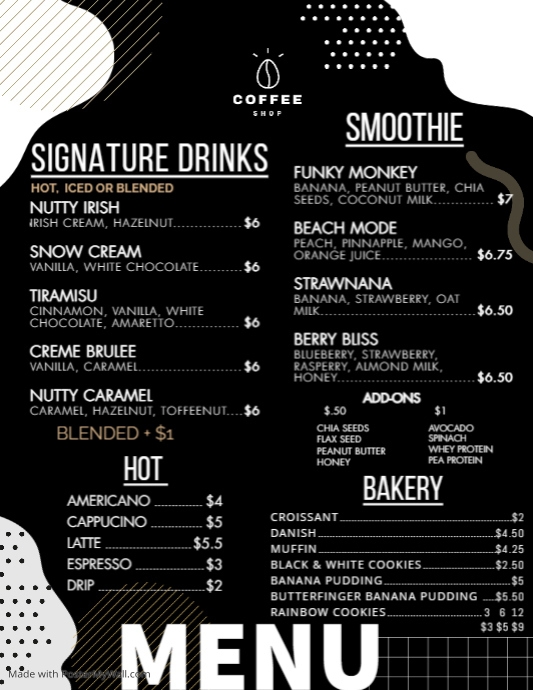 Modern Coffee Menu | PosterMyWall