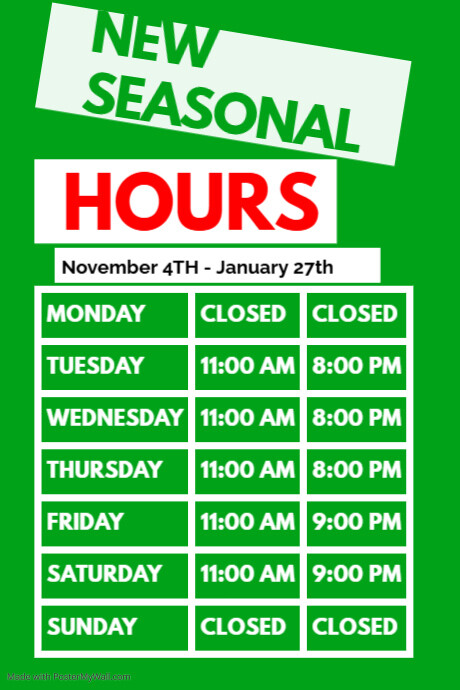 new hours | PosterMyWall