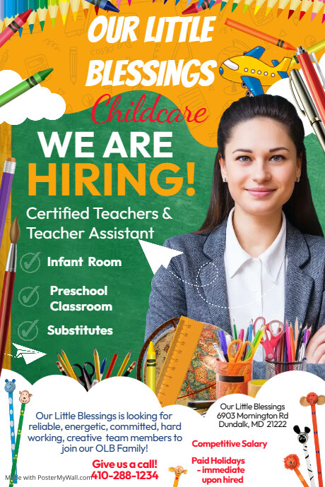 School Hiring Teachers Ad Poster Template | PosterMyWall