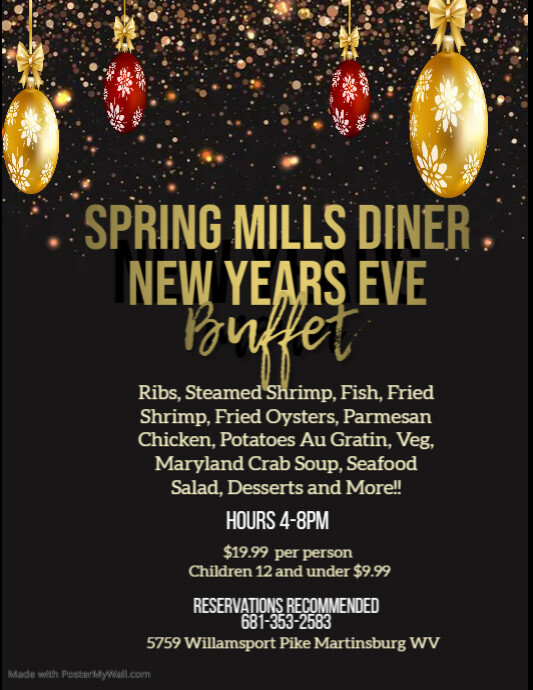 NEW YEARS EVE DINNER MENU FLYER TEMPLATE | PosterMyWall