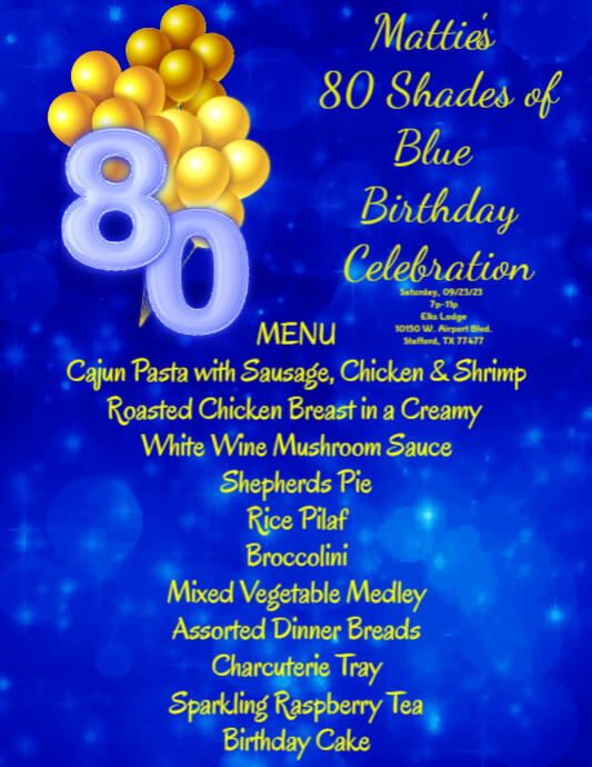 80th birthday party invitation blue balloon (1) | PosterMyWall