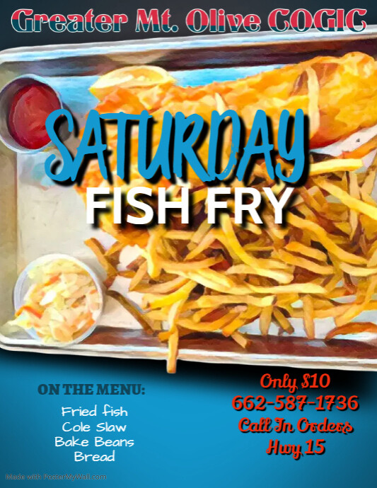 fish fry fried fish Lenten Friday flyer | PosterMyWall