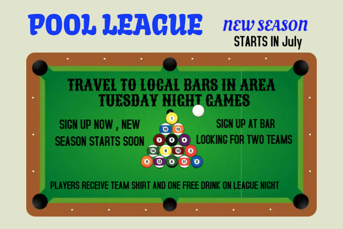 POOL LEAGUE POSTER | PosterMyWall