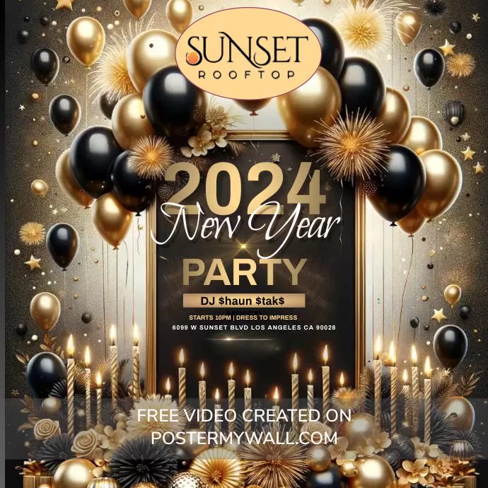 2024 NEW YEARS GOLDEN PARTY INVITATION | PosterMyWall