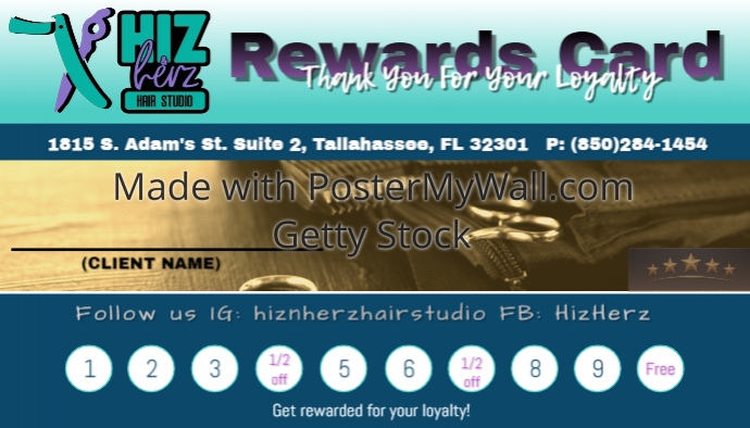 Hiz&Herz Rewards Card | PosterMyWall