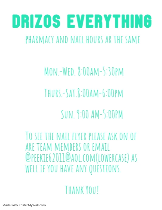 Store hours poster | PosterMyWall