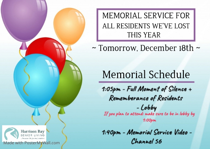 Copy of memorial service in honor of life celebration | PosterMyWall