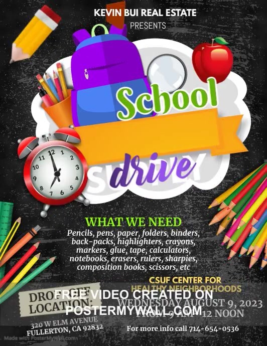 Back to School, School supply drive | PosterMyWall