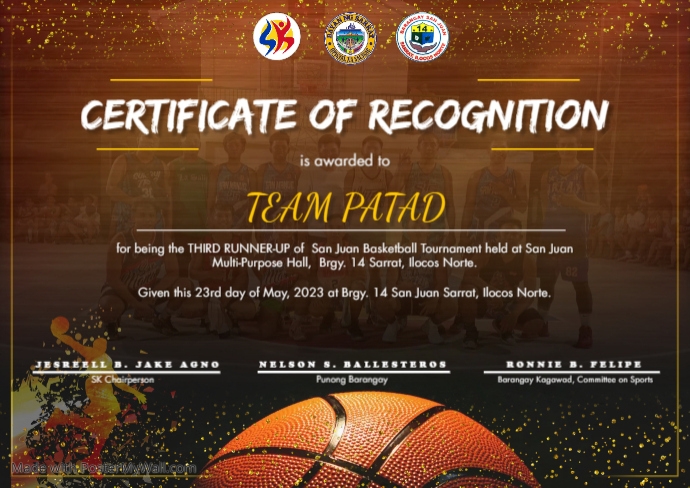 Basketball Excellence Certificate Template (3) | PosterMyWall