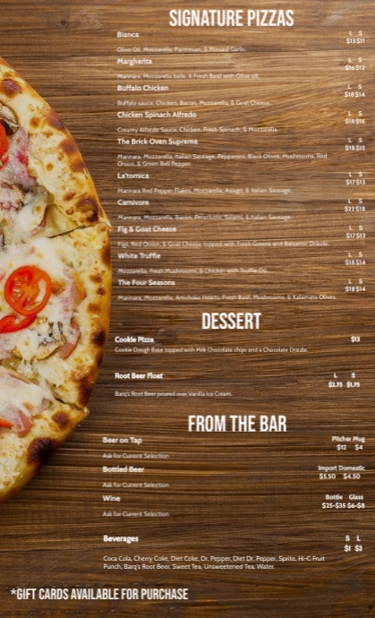 Copy of Pizza menu table a4 card 2 | PosterMyWall