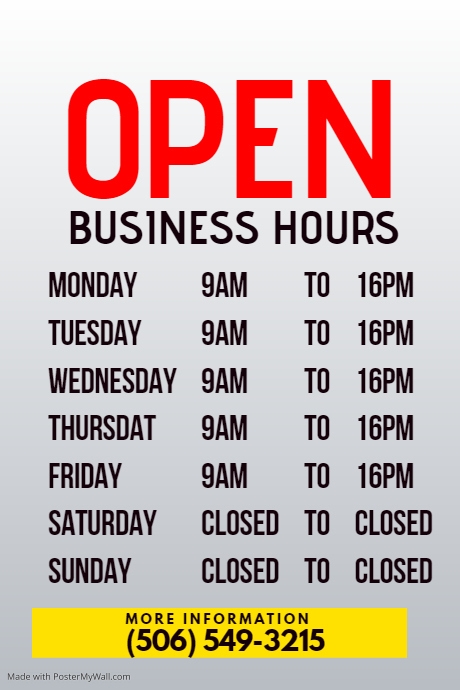 Copy of Working hours | PosterMyWall