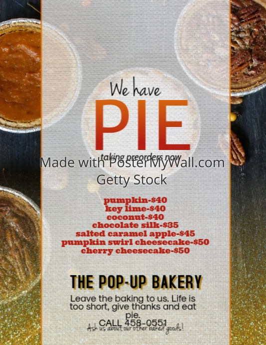 Thanksgiving Pie Special Orders Flyer Ad | PosterMyWall