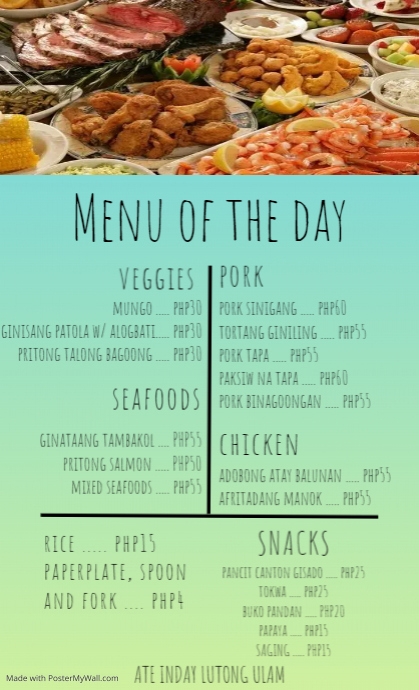 Copy of Copy of Menu Of The Day Flyer | PosterMyWall