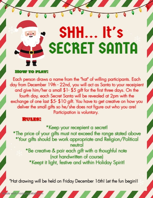 Secret Santa Questionnaire Printable editable | PosterMyWall