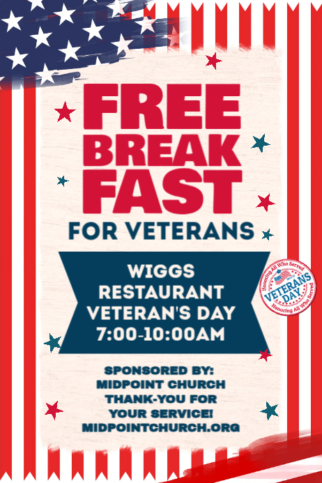 Veterans Day Breakfast Combo Ad Template | PosterMyWall