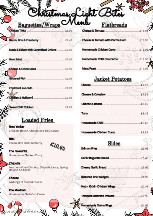 Christmas Menu Board White | PosterMyWall