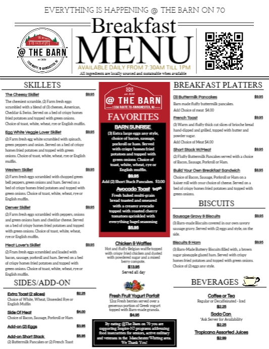 Barn Breakfast menu | PosterMyWall