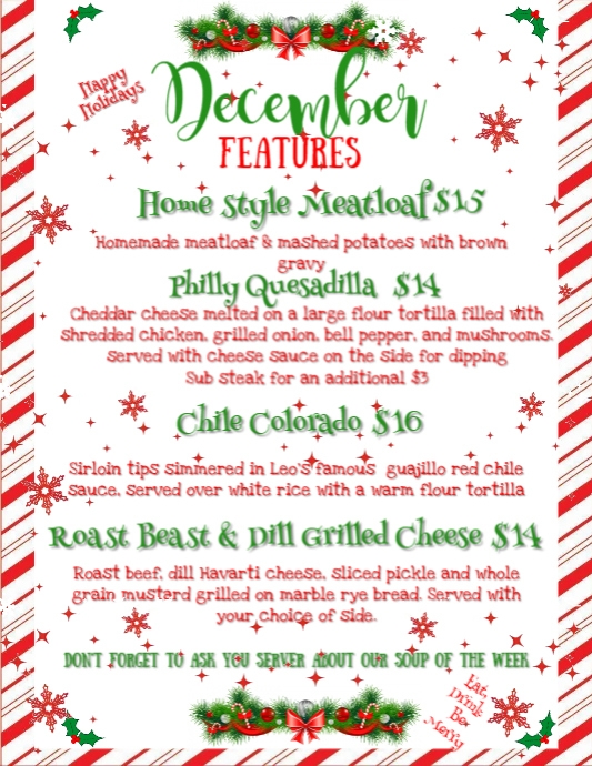 Christmas bar menu (1) | PosterMyWall