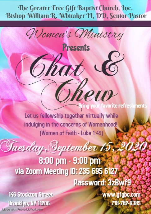 Women's Ministry Chat & Chew | PosterMyWall