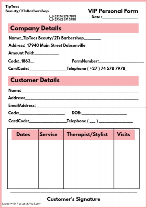 Copy of Retail Order Form Printable Template | PosterMyWall