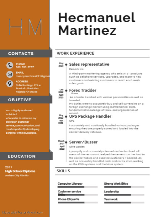 modern elegant minimal black and white resume | PosterMyWall