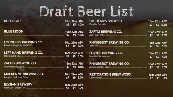DRAFT Beer List | PosterMyWall