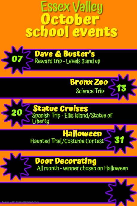 October Upcoming Events Calendar | PosterMyWall