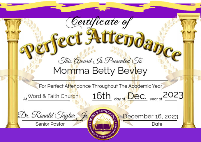 Copy of Perfect Attendance Template | PosterMyWall