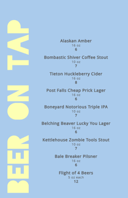beer Menu | PosterMyWall