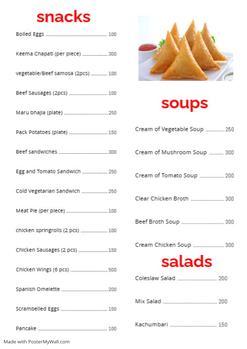 FOOD MENU A1 TEMPLATE.C | PosterMyWall