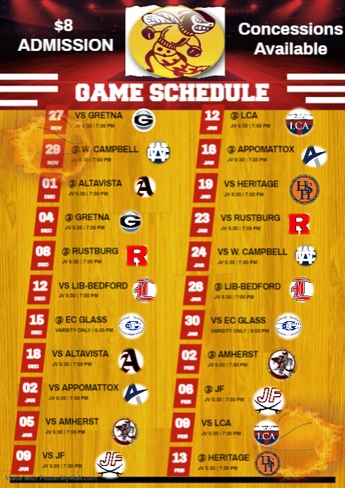 Game Schedule | PosterMyWall