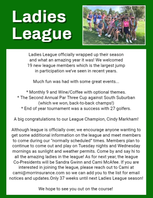 Ladies League Newsletter September 2023 | PosterMyWall
