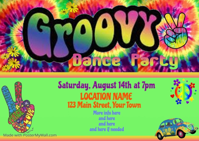 Groovy Dance Party Postcard Invitation | PosterMyWall