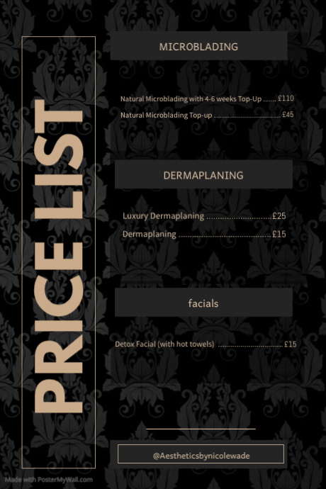 Copy of Luxury Price List Template | PosterMyWall