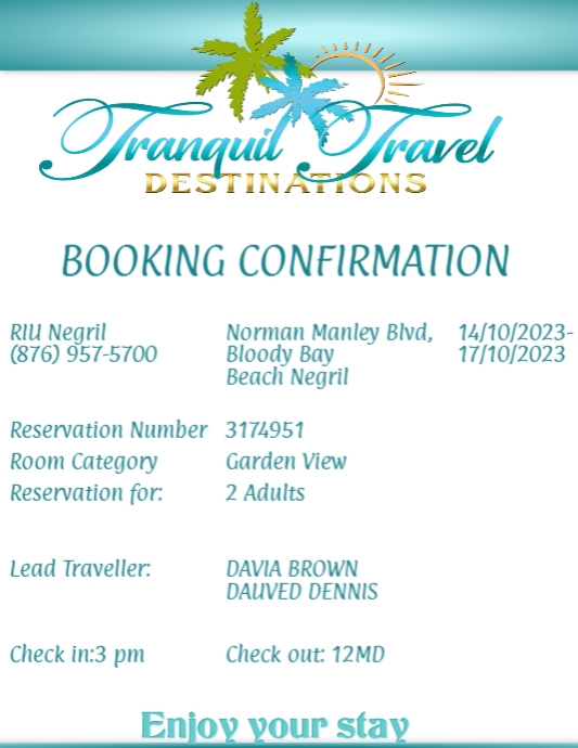 RESERVATION for DAVIA BROWN | PosterMyWall
