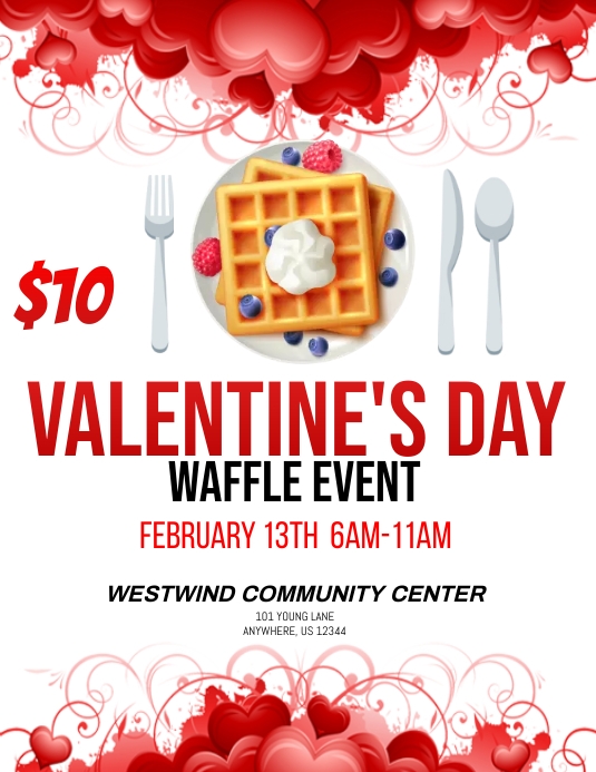 Valentine's Waffle Event Template | PosterMyWall