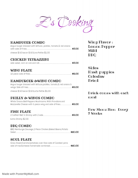 Copy of menu | PosterMyWall