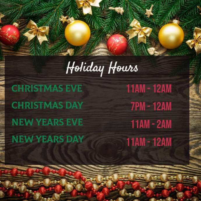Copy of Merry Christmas opening hours sign | PosterMyWall