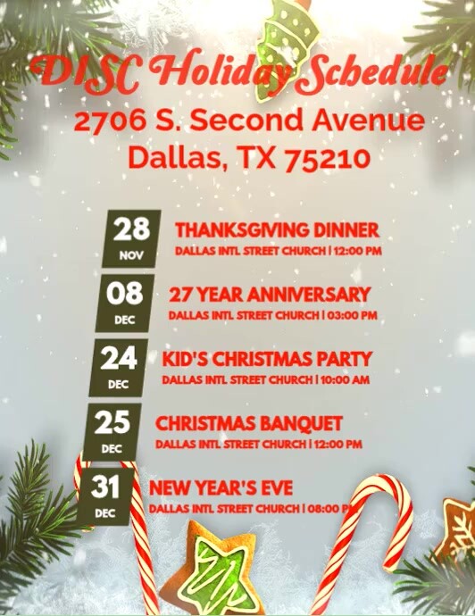 Holiday Schedule Video | PosterMyWall