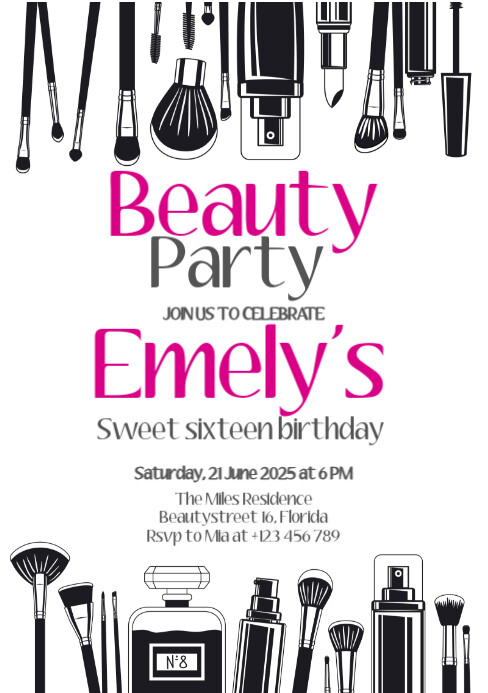 A Beauty make-up party invitation Template | PosterMyWall