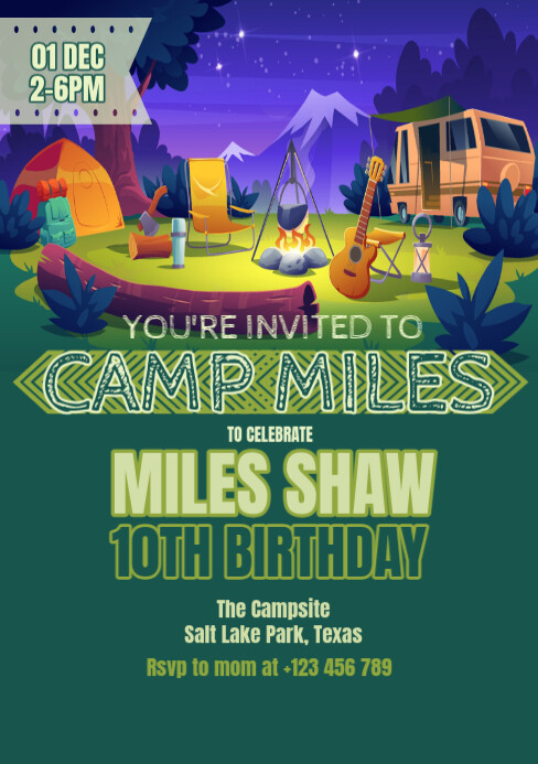 A Camping birthday invitation Template | PosterMyWall