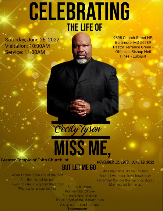 Copy of A Celebration of Life , funeral , homegoing | PosterMyWall