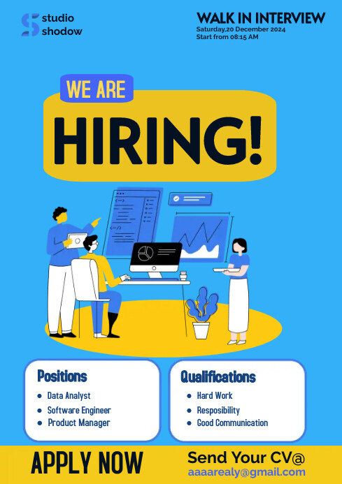 A Design hiring post Template | PosterMyWall