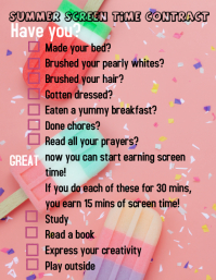 Summer Screen Time Contract Template | PosterMyWall