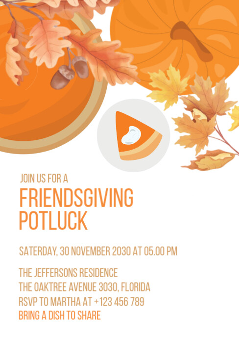 A Friendsgiving potluck fall/autumn invitation Template | PosterMyWall