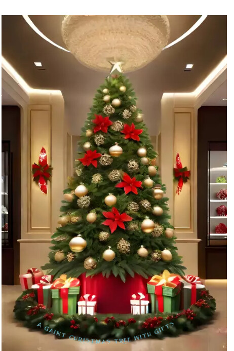 A gaint Christmas tree & gifts flyer template | PosterMyWall