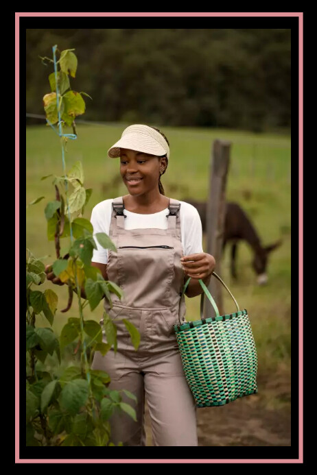 A lady in farm uniform design template | PosterMyWall
